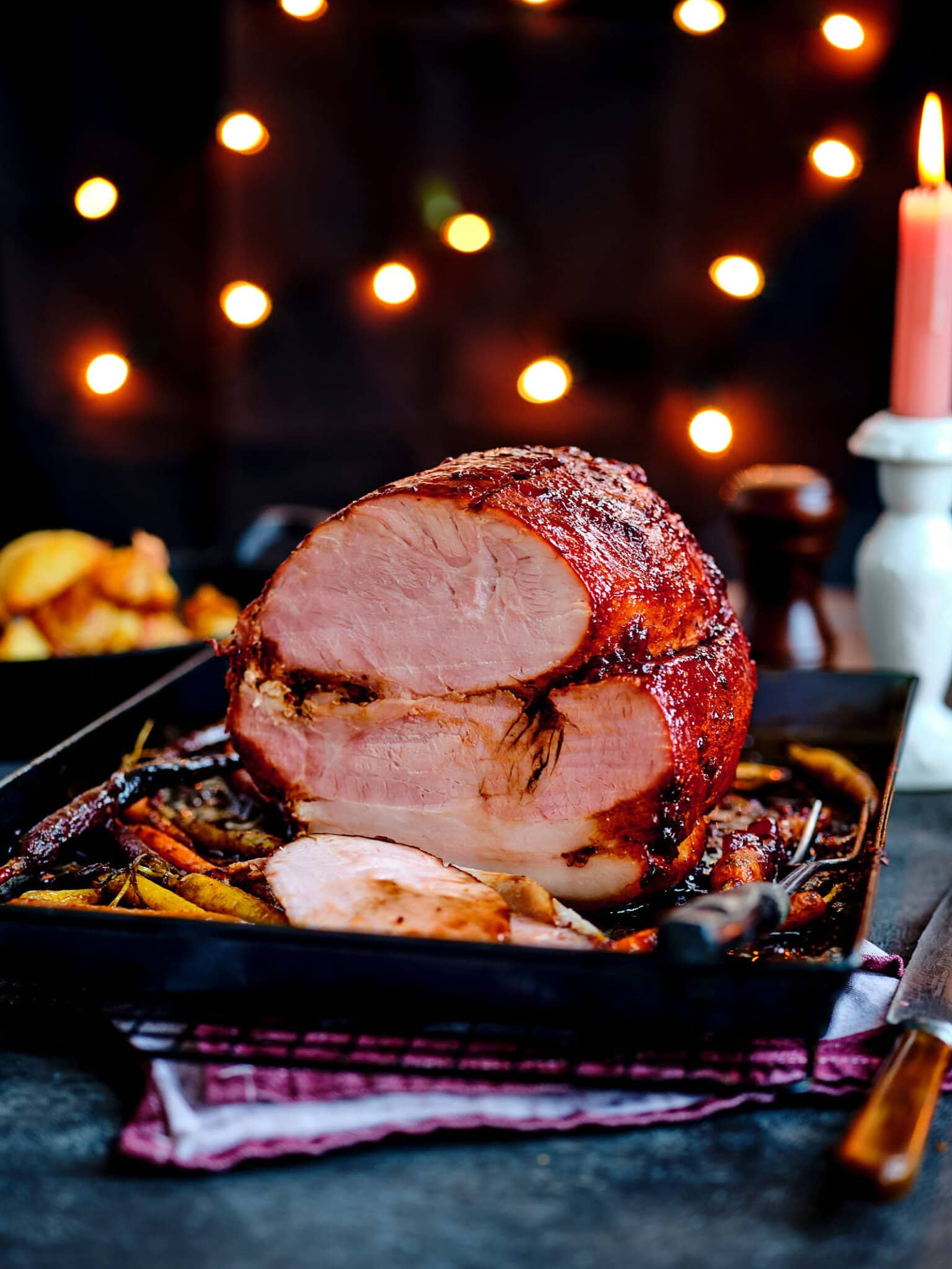 Beenham uit de oven met cranberry chipotle glaze